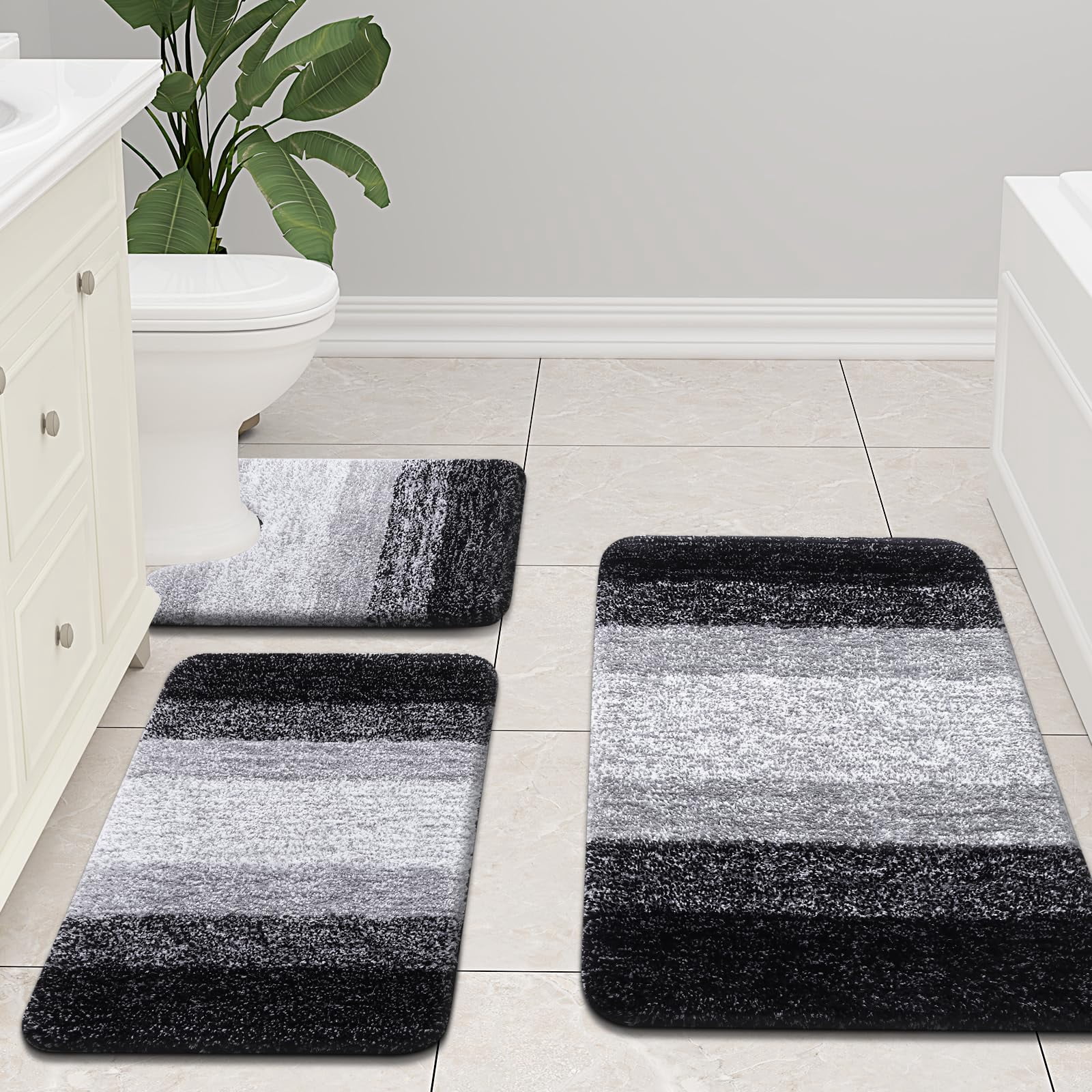 Bathroom Rugs, Shaggy Soft and Absorbent Bath Rug, Non-Slip Plush ...