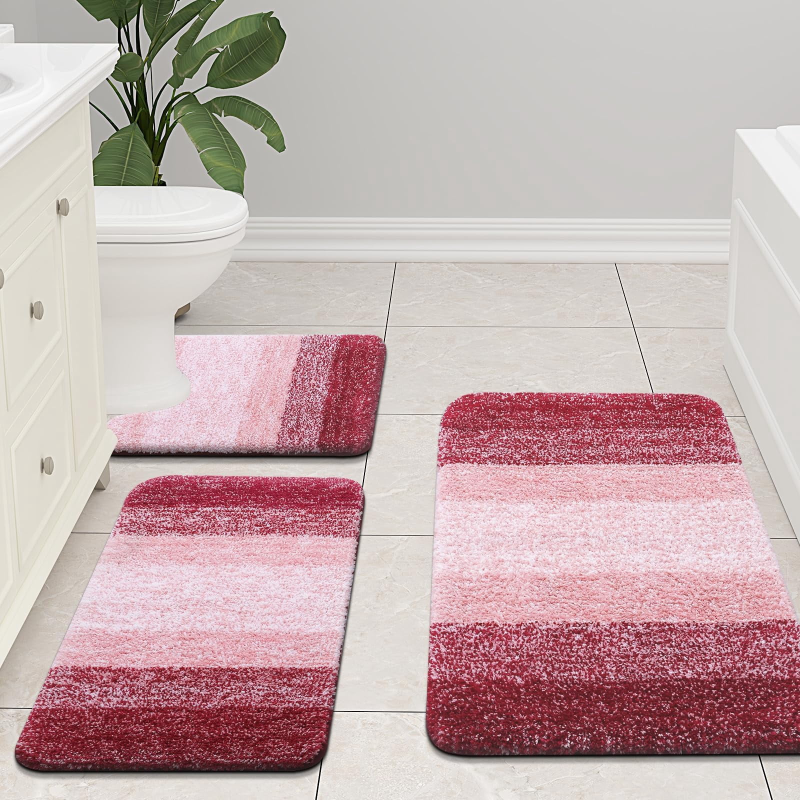 Bathroom Rugs, Shaggy Soft and Absorbent Bath Rug, Non-Slip Plush ...