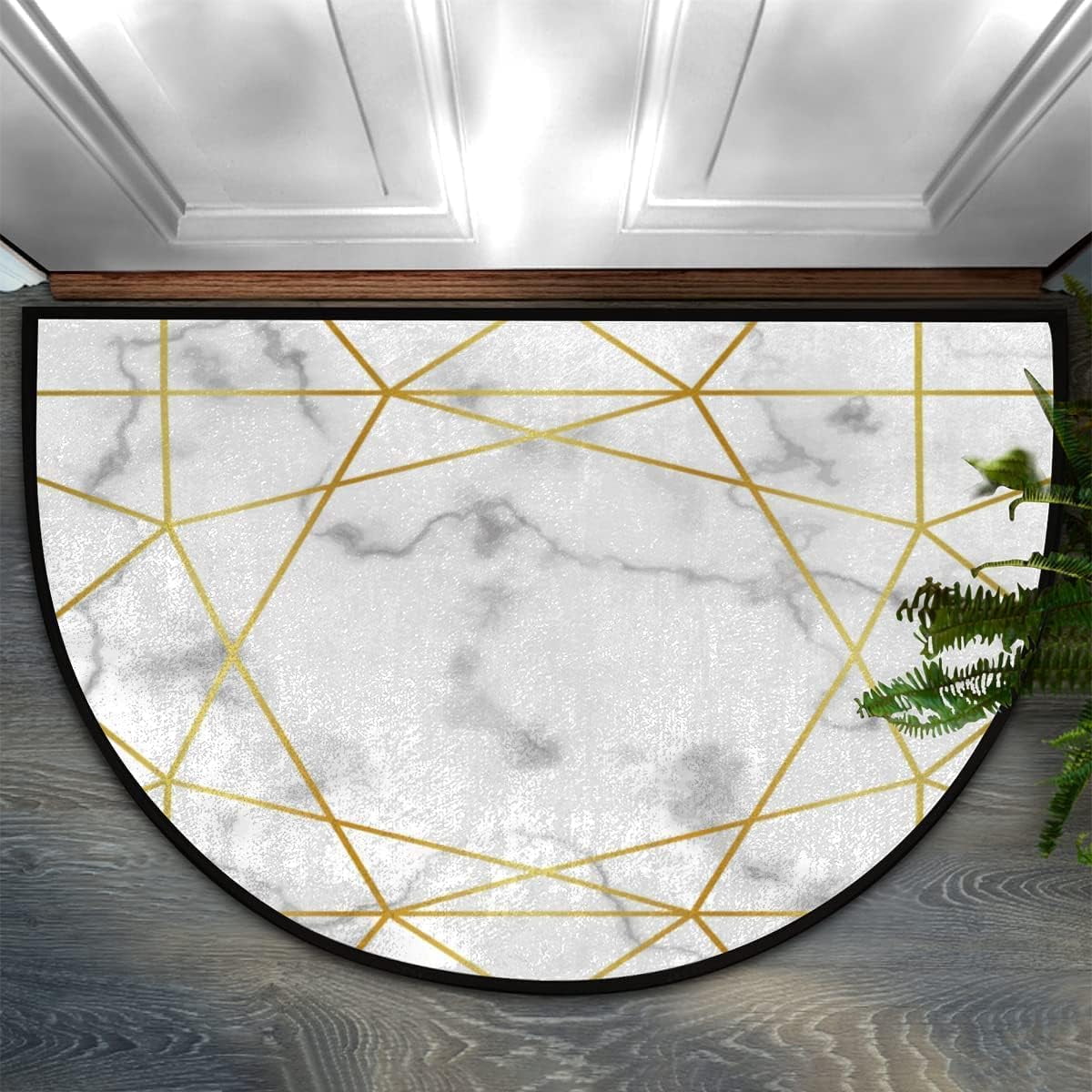 Bathroom Rugs Soft Half Round Doormat Marble Texture Indoor Anti-Skid ...