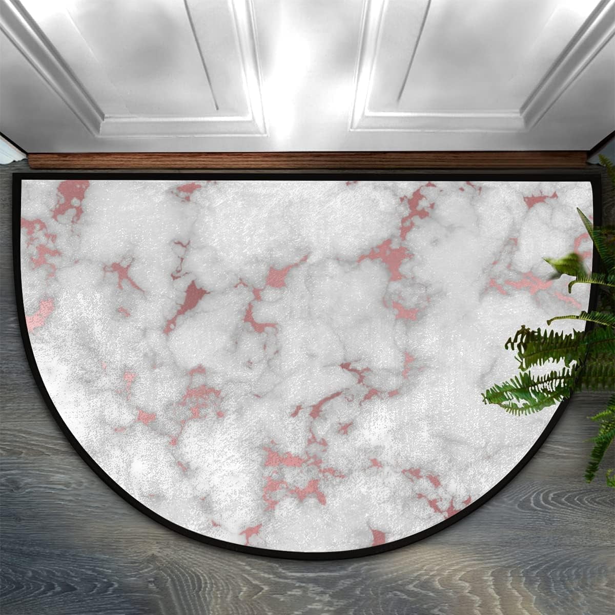 Bathroom Rugs Soft Half Round Doormat Marble Texture Indoor Anti-Skid ...