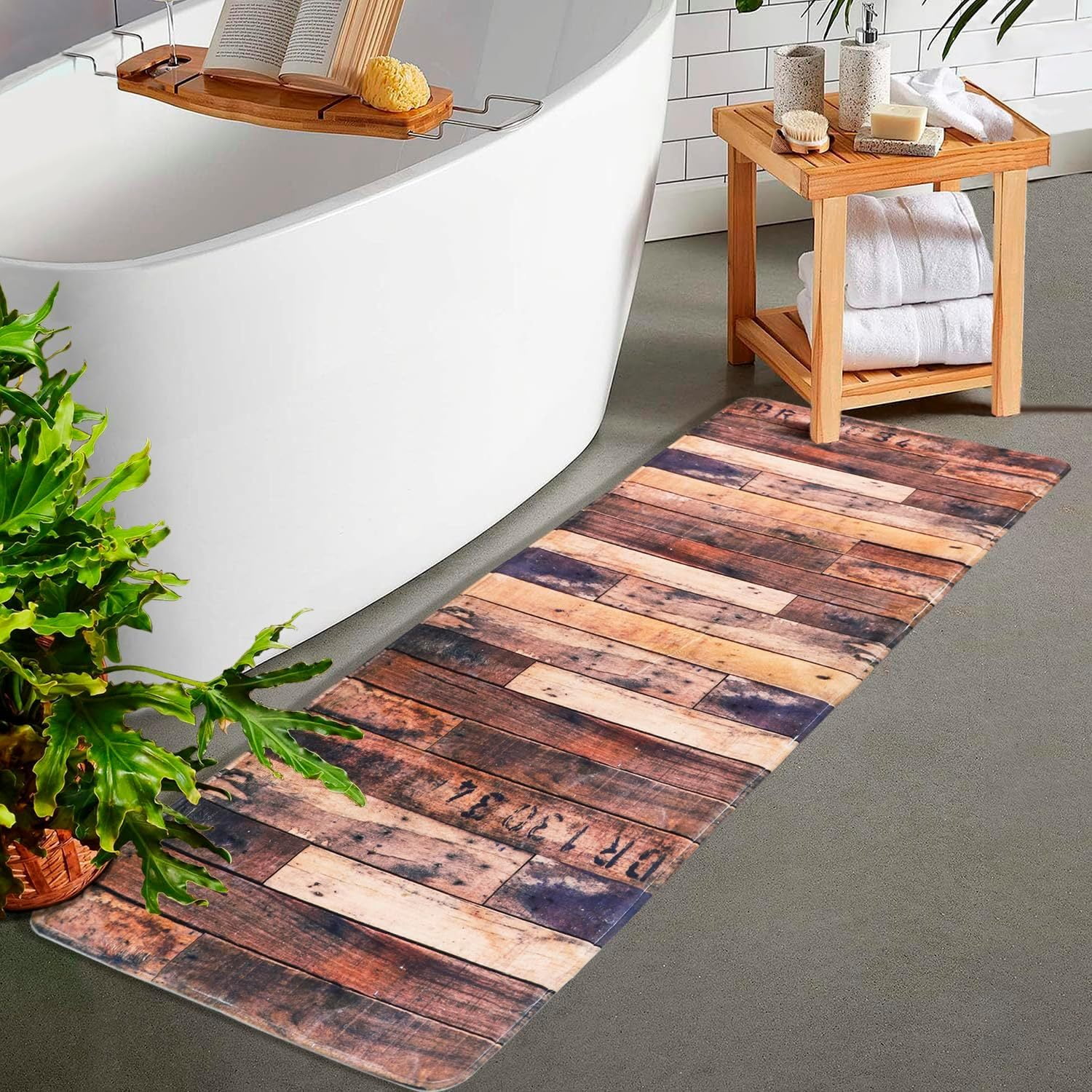 Bathroom Rugs Soft Non Slip Absorbent Memory Foam Bath Mat Extra Large Size Runner Long Rug for ...