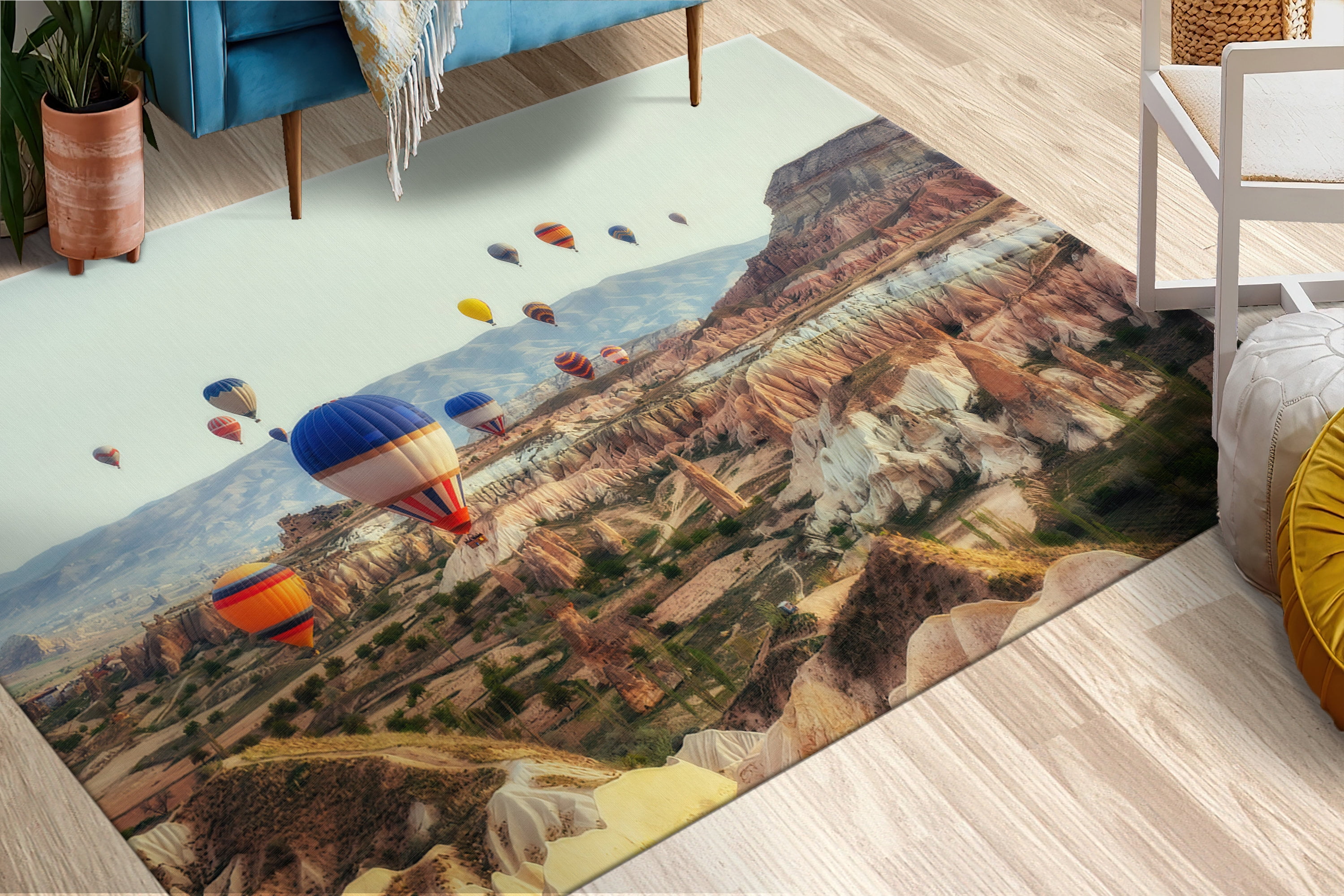 Bathroom Rugs, Travel Rug, Cappadocia Rug, Air Balloon Landscape in ...