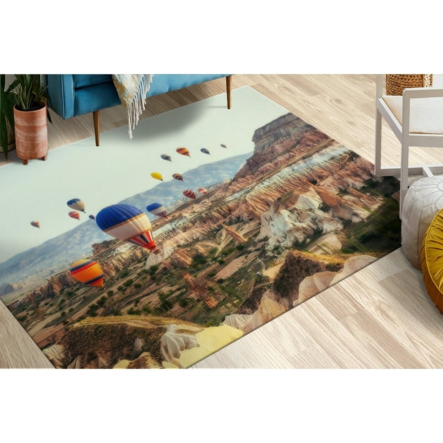 Bathroom Rugs, Travel Rug, Cappadocia Rug, Air Balloon Landscape in ...