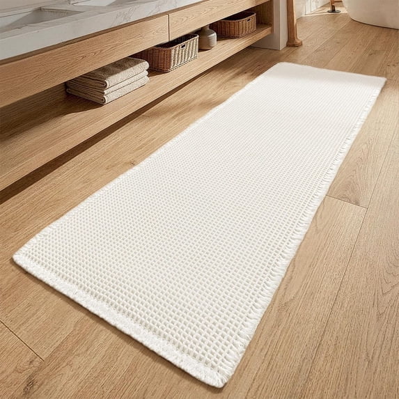 Bathroom Rugs Waffle Bathroom Runner，Super Soft Absorbent Non Slip Bath ...