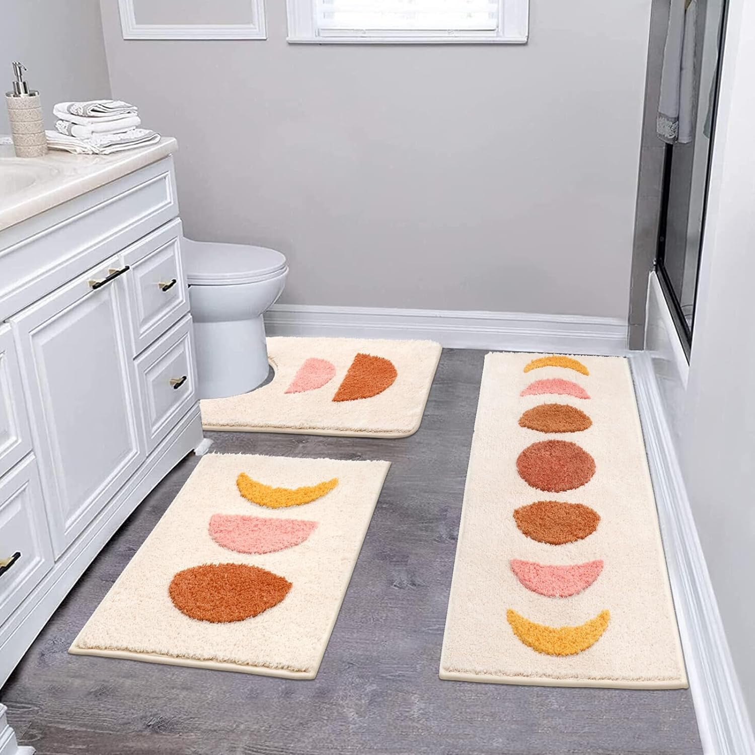 Bathroom Rugs, Yamaziot 3Pcs Bath Mat Set of 3, Absorbent Microfiber ...