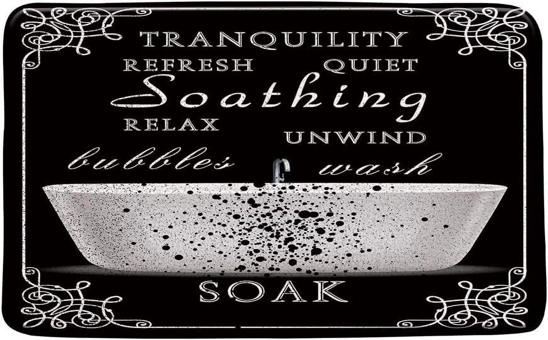 Bathroom Rules Bath Mat, Inspirational Quotes Bath Rug Black White ...