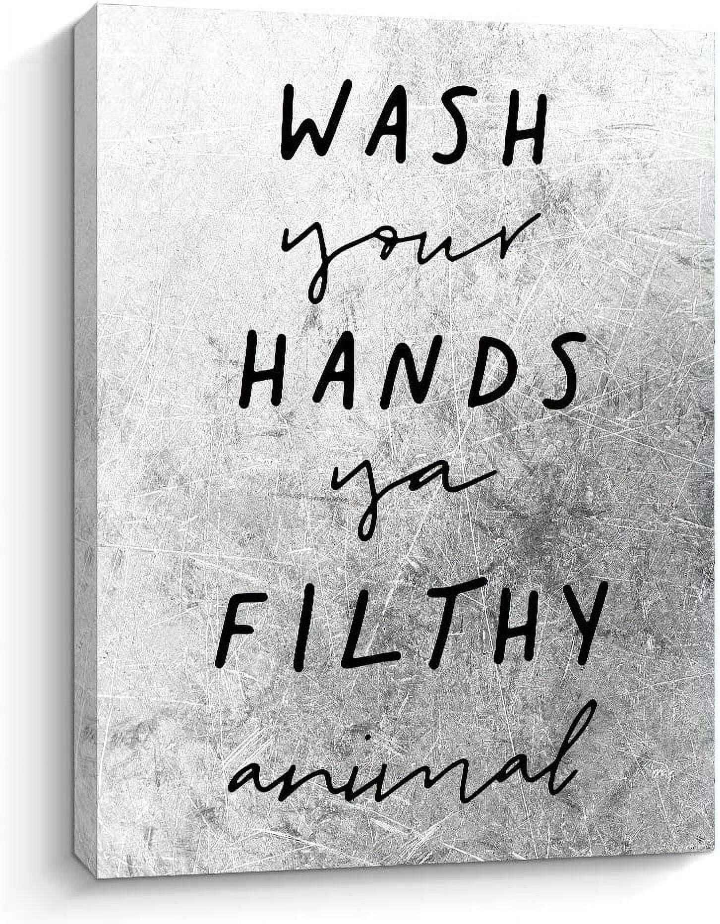 Bathroom Rules Canvas Print Wall Art, Wash Your Hands Ya Filthy Animal ...