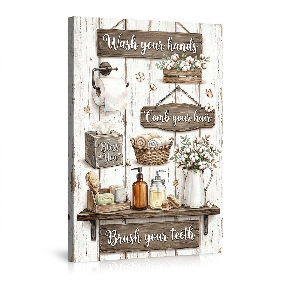 Bathroom Rules Farmhouse Cotton Wash Your Hands Comb Hair Brush Teeth ...