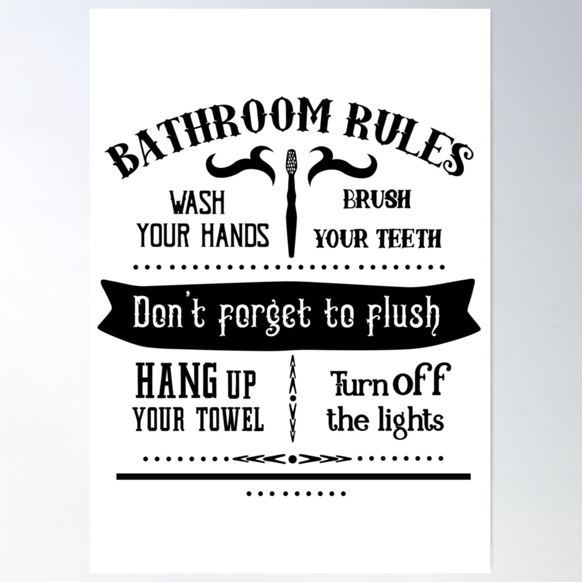 Bathroom Rules Funny Bathroom,Restaurant Poster Wall Art, Modern Wall ...