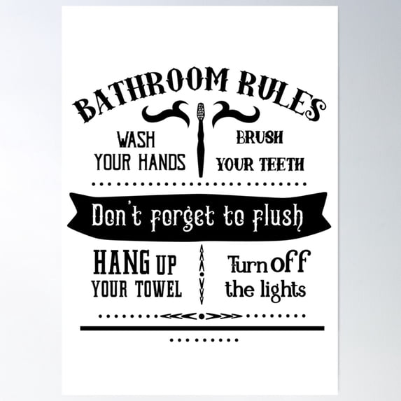 Bathroom Rules Funny Bathroom Restaurant Poster Wall Art Modern Wall ...