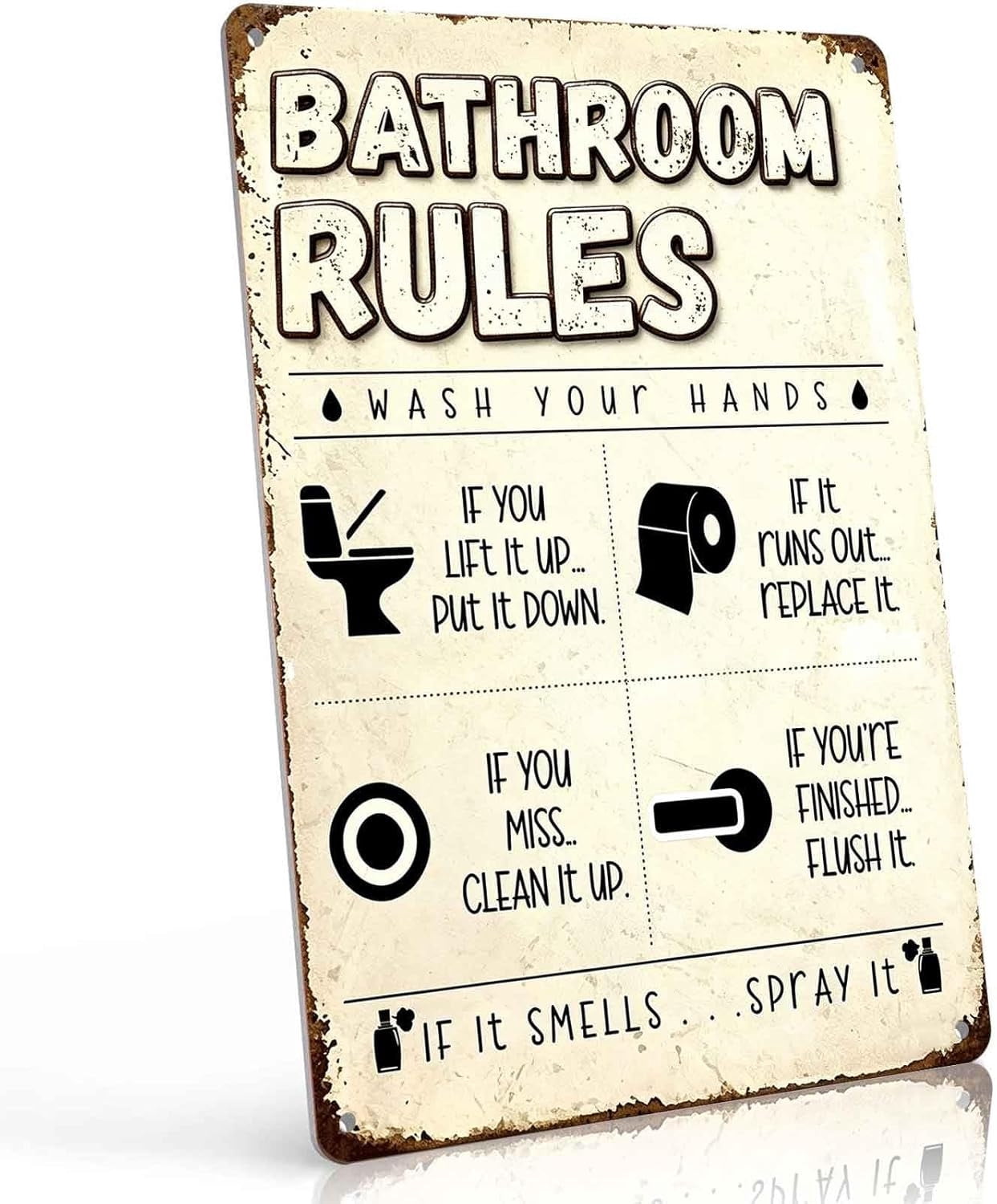 Bathroom Rules Poster, Metal Sign Decorative Sign Valentine's Day Gift ...