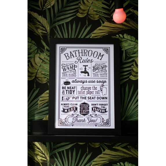 Bathroom Rules Poster Wash Brush Flush, A3 A4 A5 Wall Art, 16x24 UNFRAMED - Walmart.com