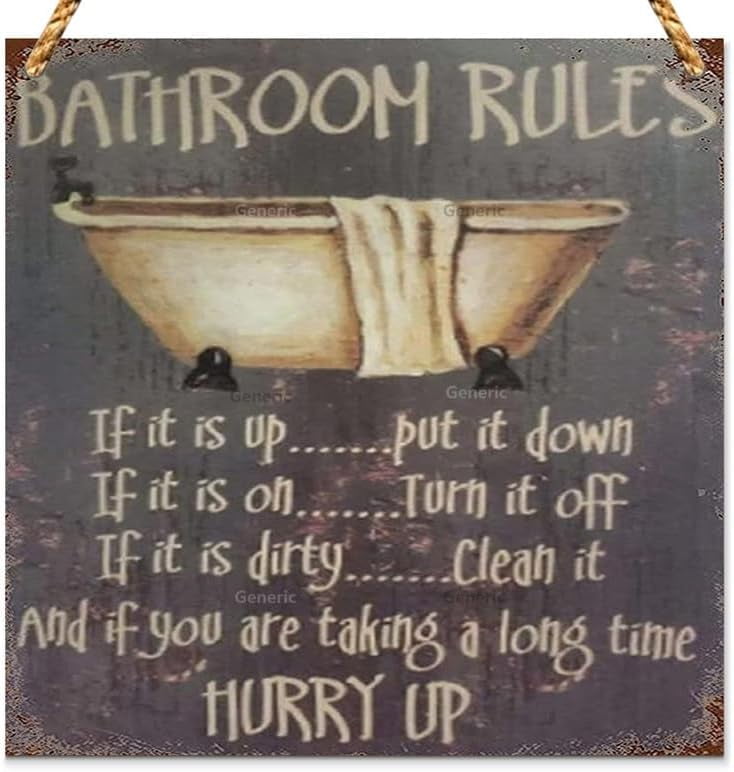 Bathroom Rules Sign Restroom Wall Decor Bathroom Wall Decor Toilet ...