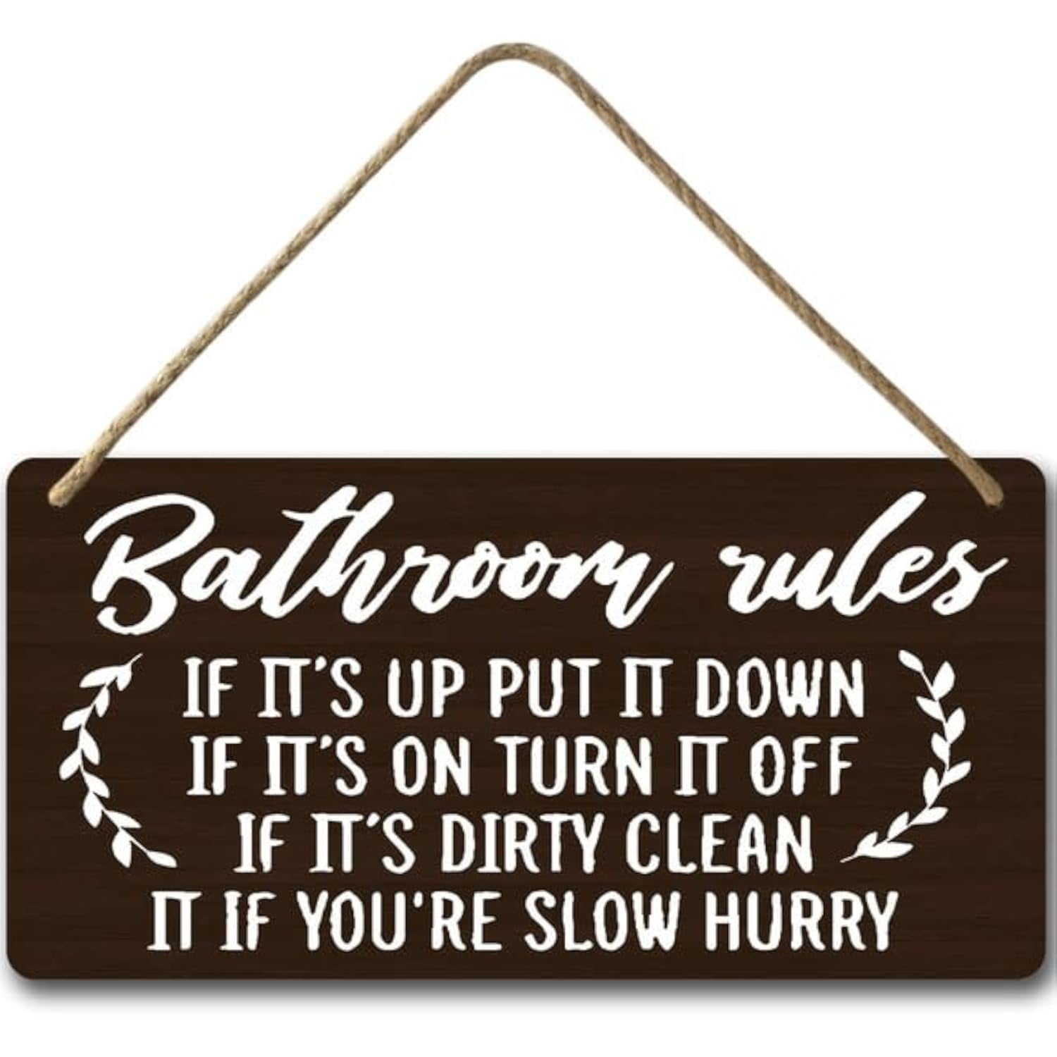 Bathroom Rules Signs,Wooden Rustic Bathroom Decor Wall Art,Funny ...