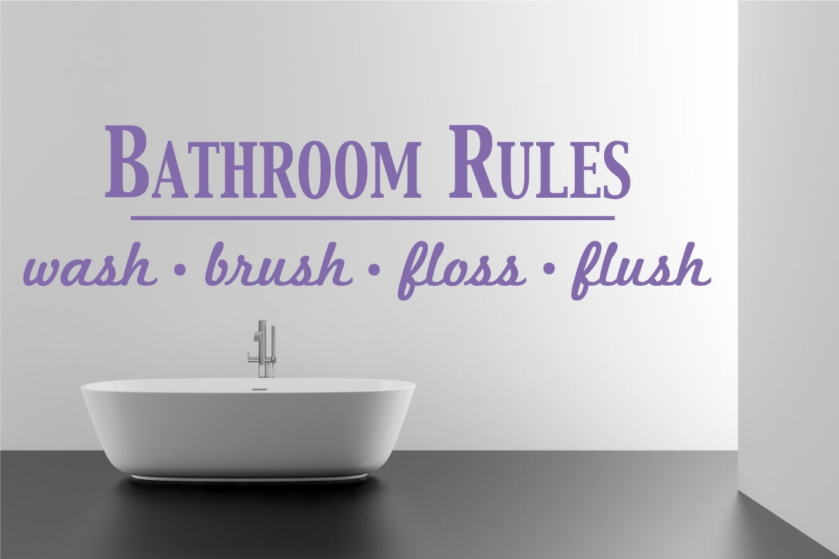 Bathroom Rules Wash Brush Floss Flush Quote Saying Wall Decal Sticker ...