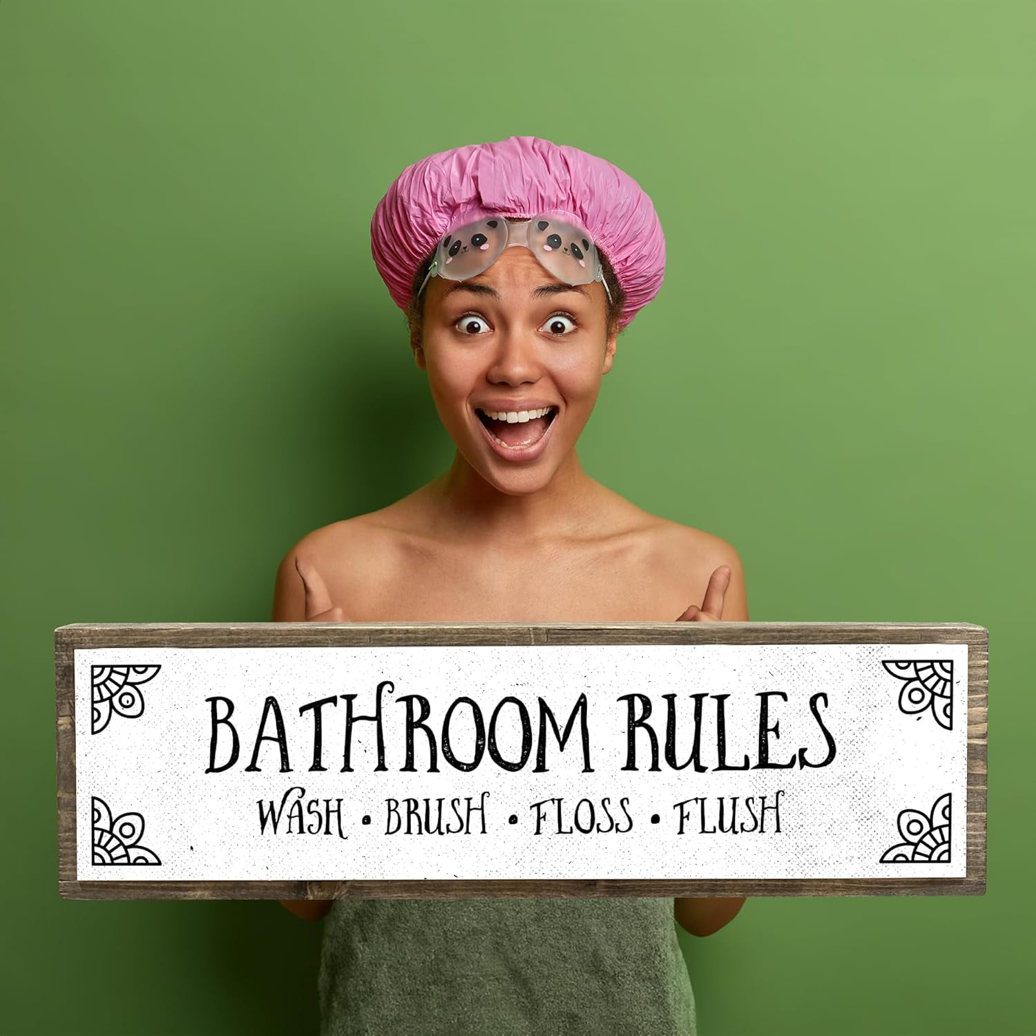Bathroom Rules - Wooden Sign With Metal - Farmhouse Bathroom - Restroom ...
