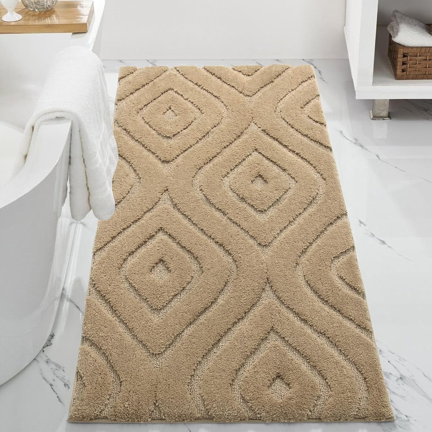 Bathroom Runner Rugs 24x60 Long Bath Rug Non Slip Soft Washable Large ...