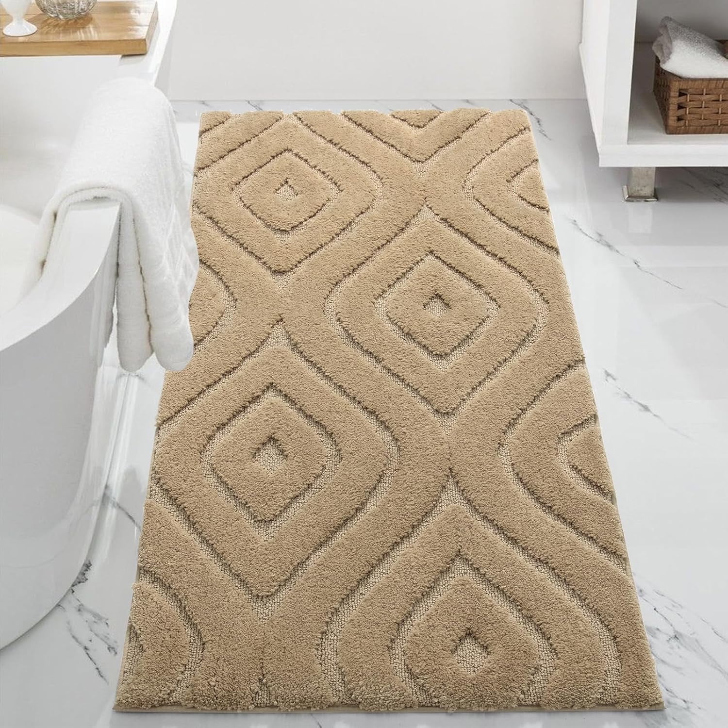 Bathroom Runner Rugs 24x60 Long Bath Rug Non Slip Soft Washable Large ...