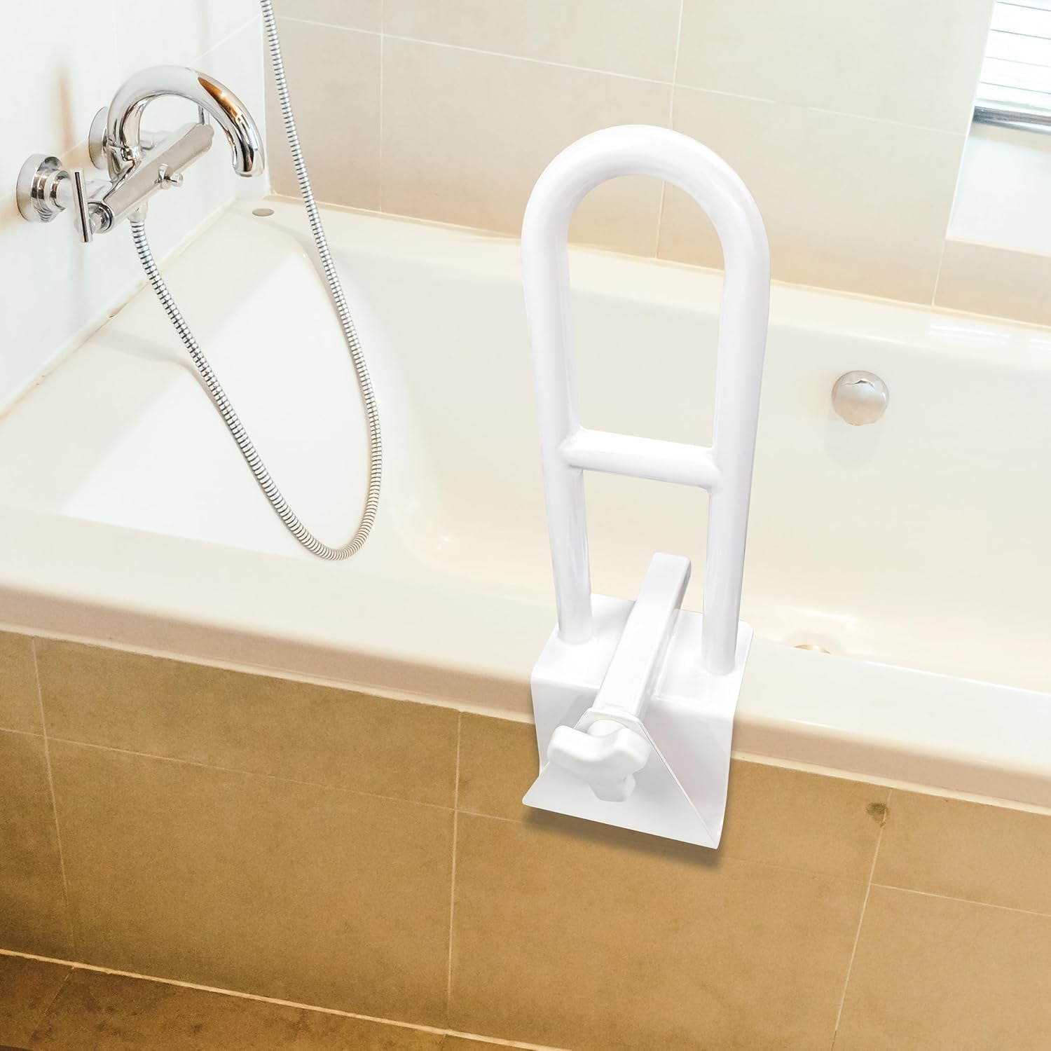 Bathroom Safety Rail, White Adjustable Tub Grab Bar, Best Pick, Secure Assist Handle for Fall ...