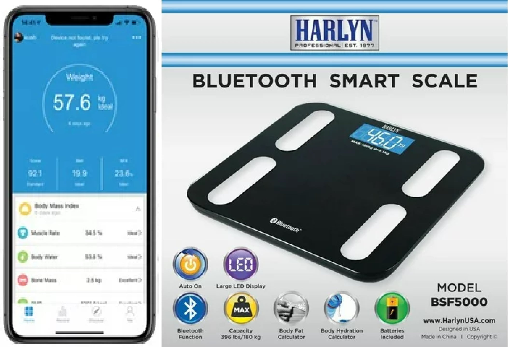 Bathroom Scale 400 LBS - Body Fat & Body Hydration Calculator - Step-on ...