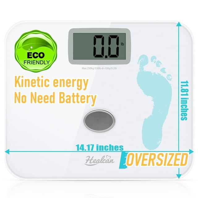 Bathroom Scale 550 lbs Digital Bathroom Weight Scale No Batteries ...