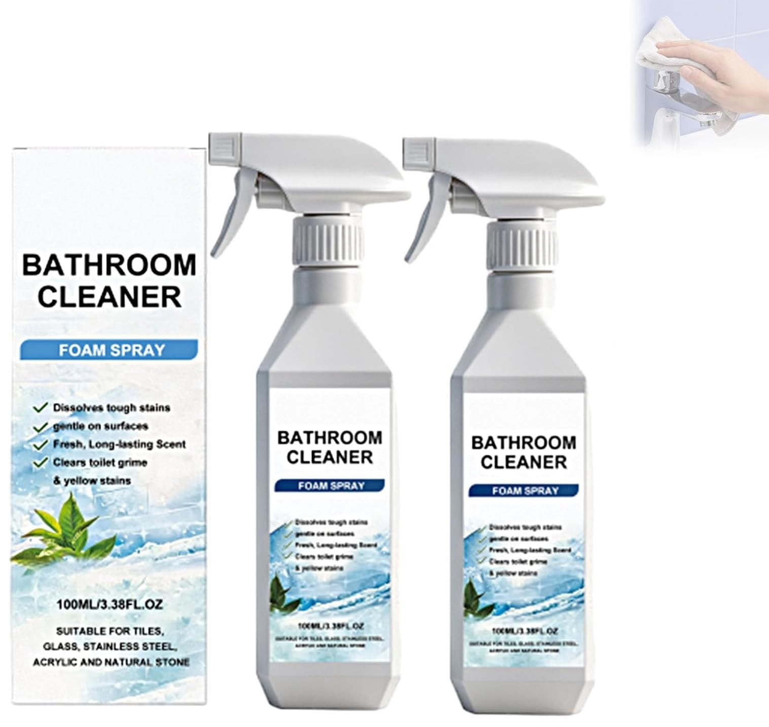Bathroom Scale Remover Foam Spray 3.38oz, Limescale & Hard Water Stain ...