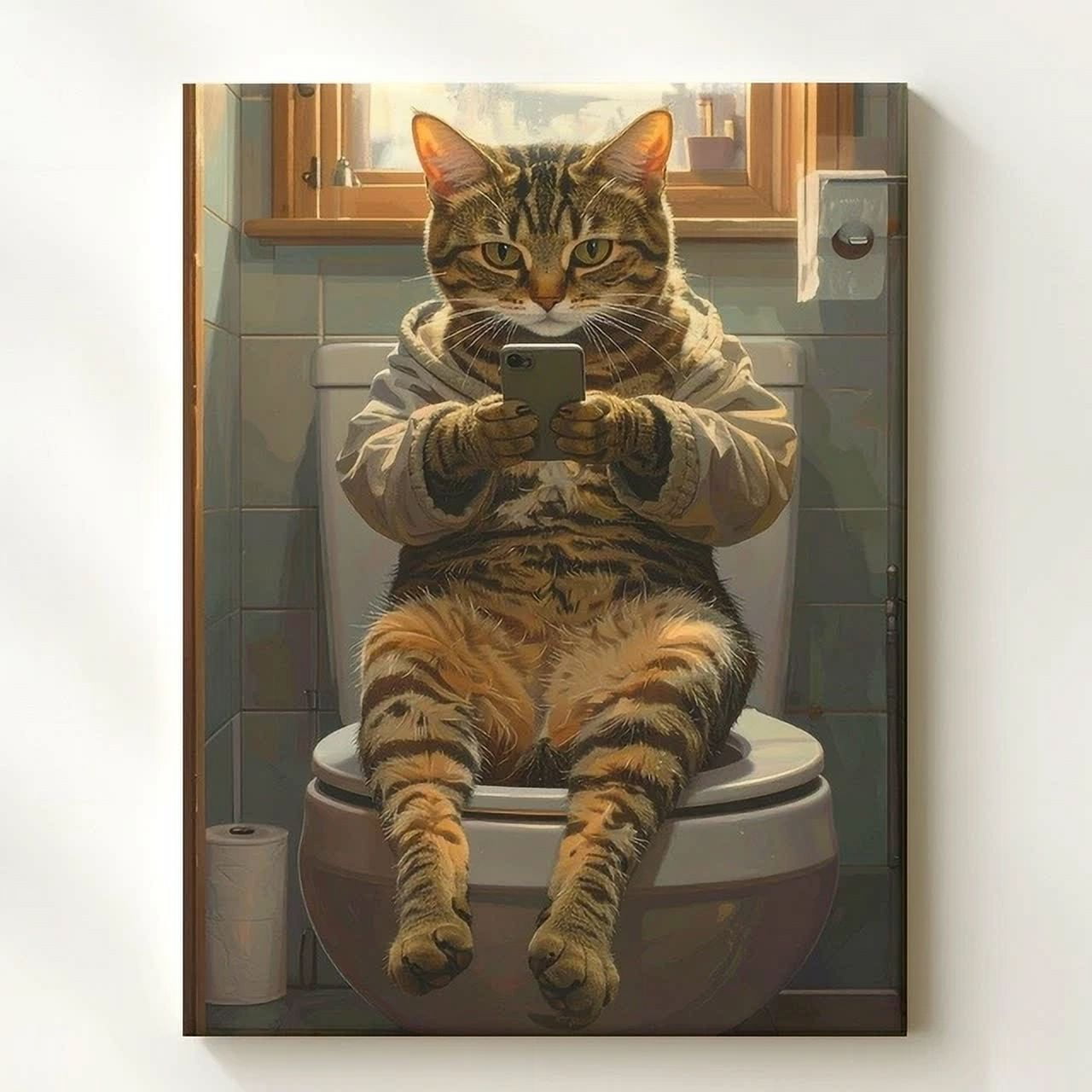 Bathroom Selfie Cat Funny Tabby On Toilet With Smartphone Because Even ...