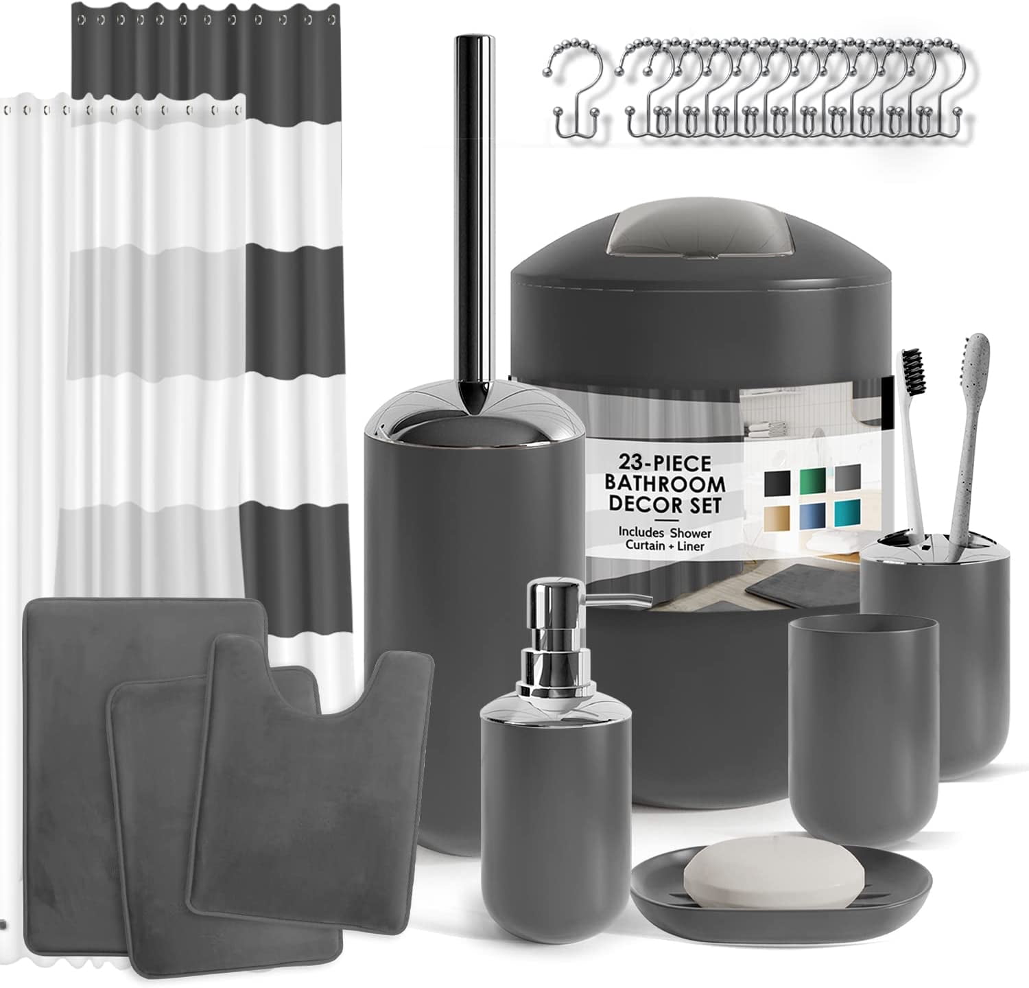 Bathroom Set - Gray Bathroom Accessories Set, Bathroom Sets with Shower ...