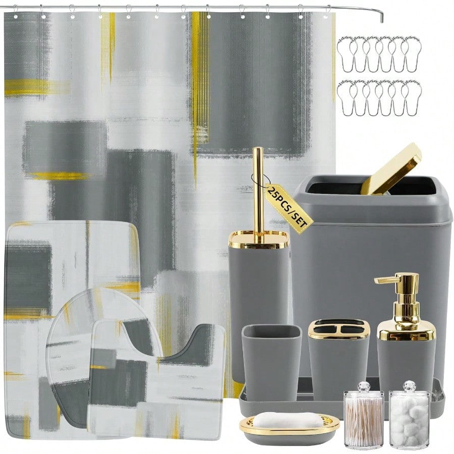 Bathroom Set - Grey and Gold Bathroom Accories Set Bathroom Sets with ...