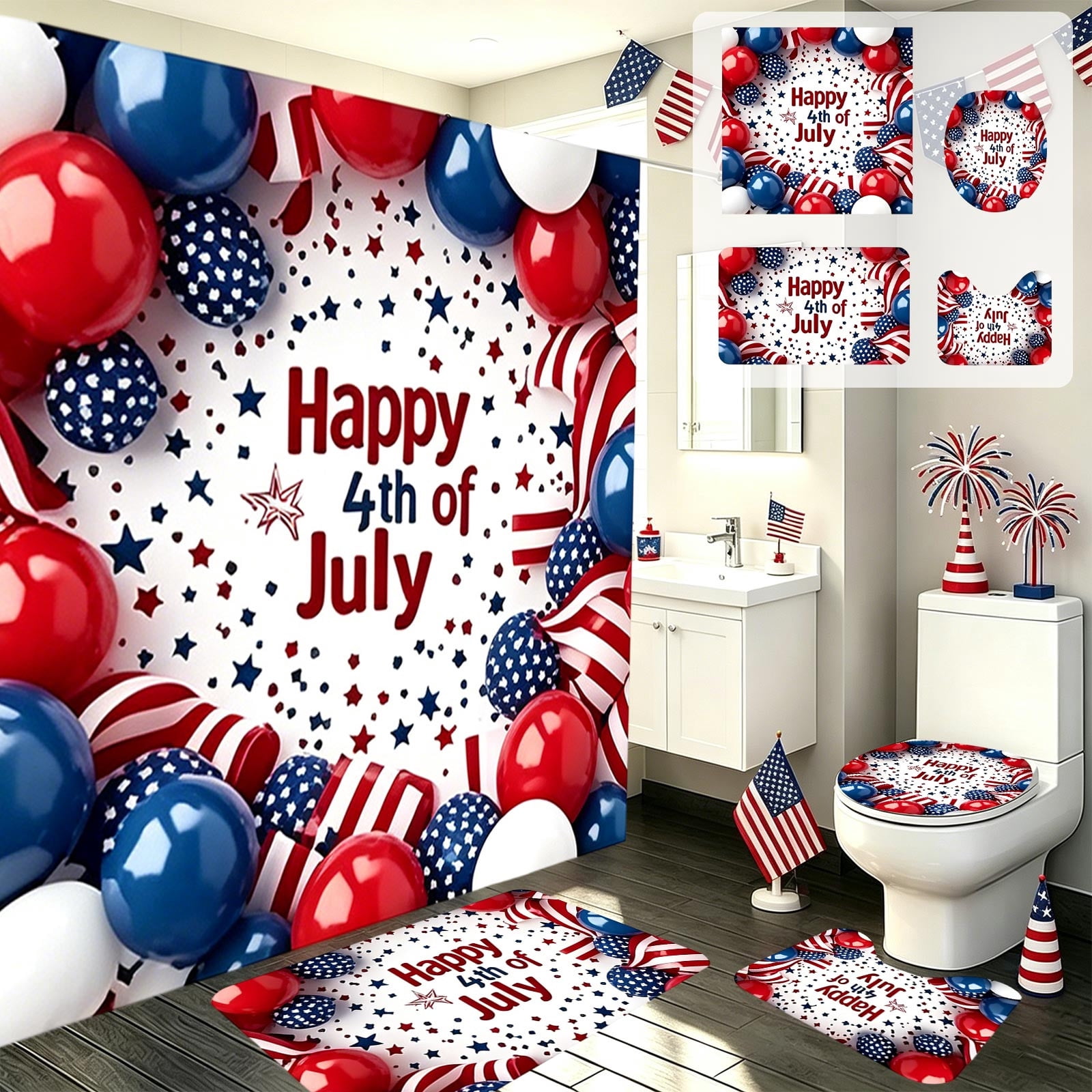 Bathroom Set, Independence Day 4PC Dry Wet Separation Suite, Shower ...