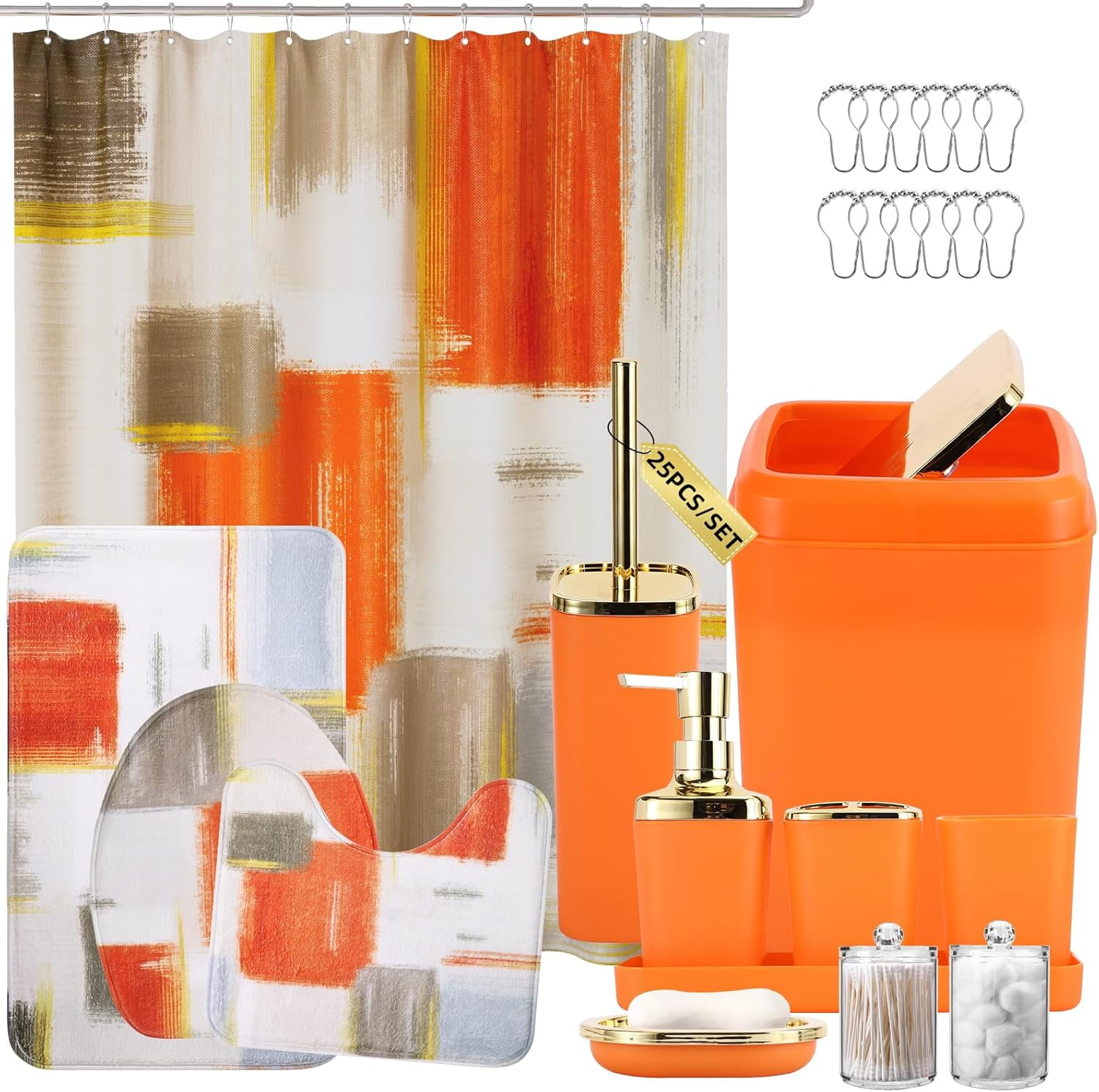 Bathroom Set - Orange Bathroom Accessories Set, Bathroom Sets with ...