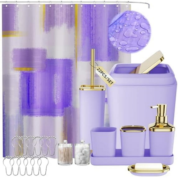 Bathroom Set - Pink and Gold Bathroom Accessories Set, Bathroom Sets ...