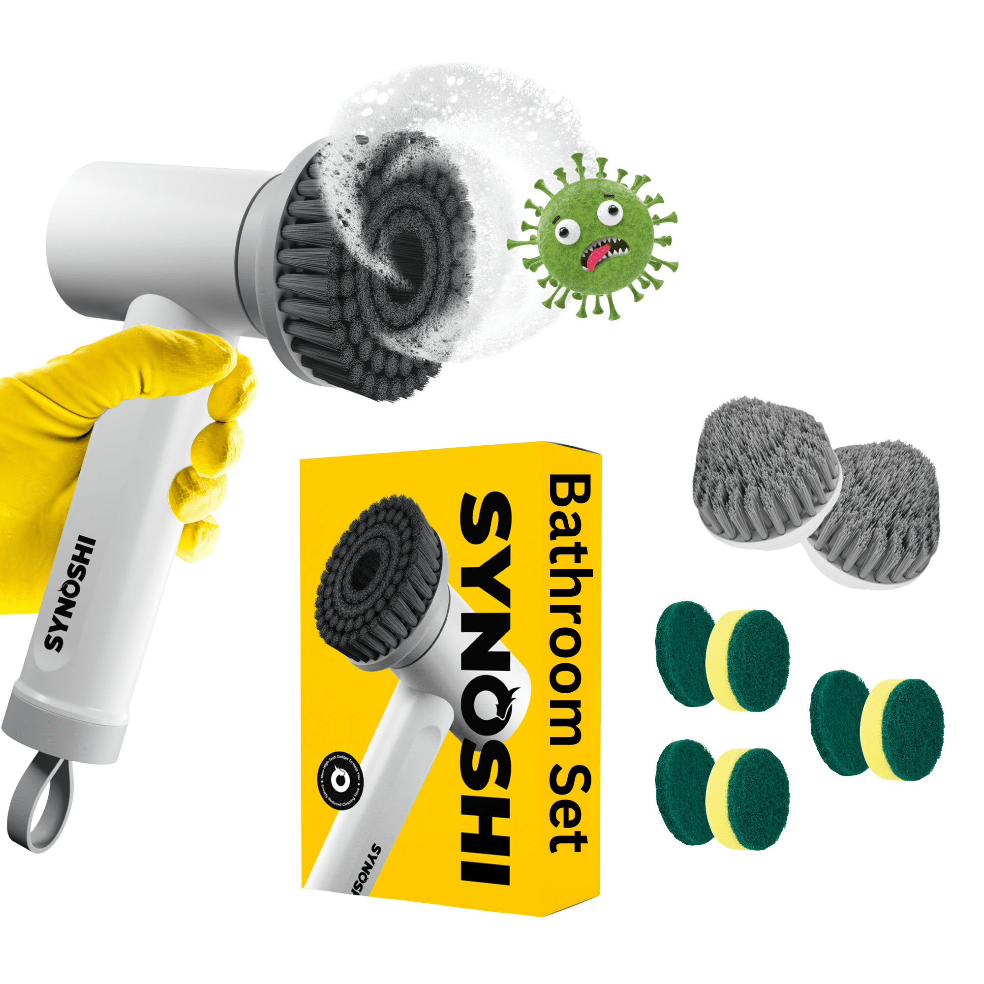 Bathroom Set | Synoshi® | Electric Spin Scrubber with Additional Cone ...