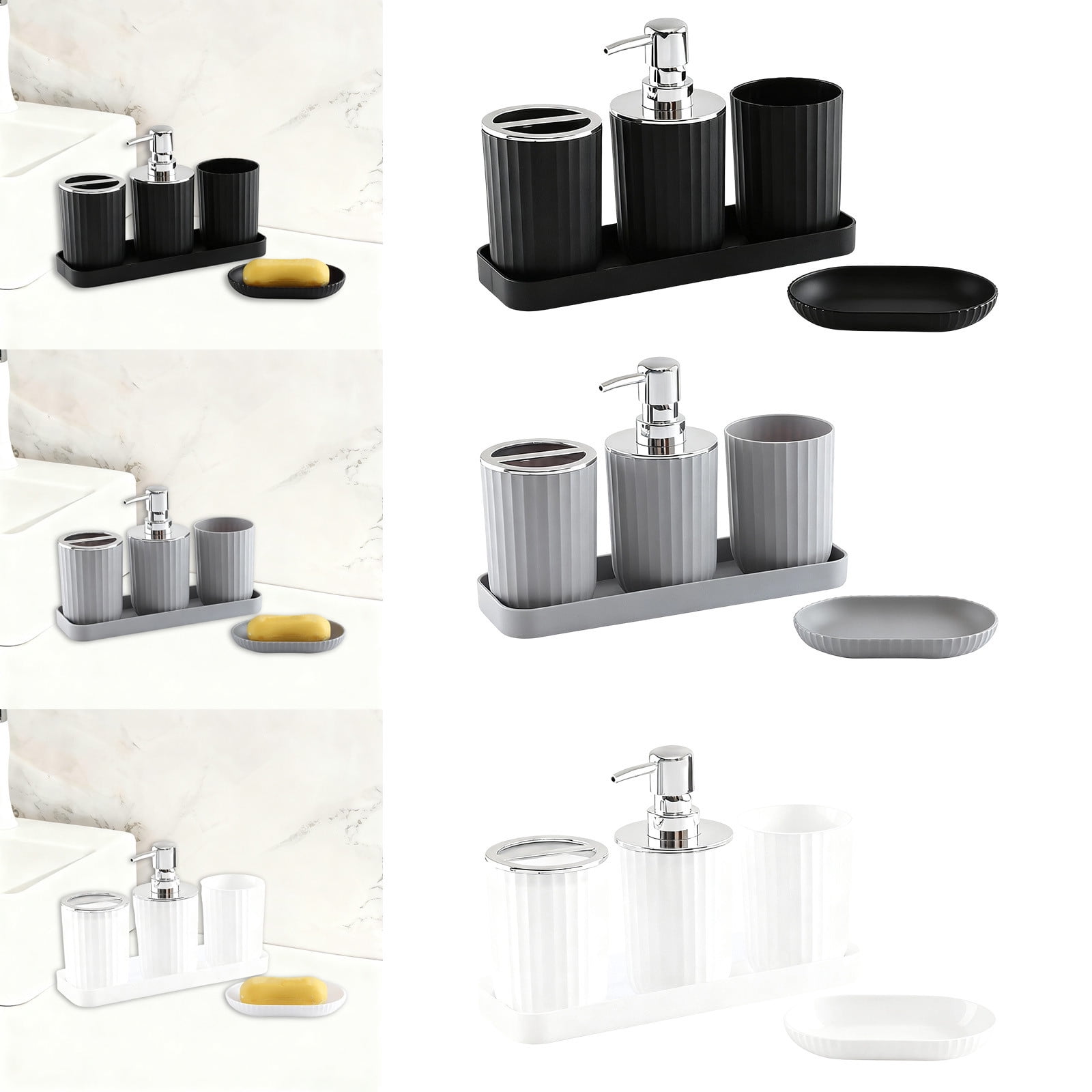 Bathroom Set for Washing and Grooming with Toothbrush Cup Organizer and ...