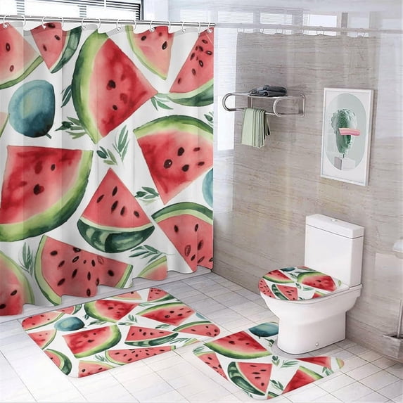 Bathroom Set, Watercolor Watermelon Pattern Printed Bathroom Set ...