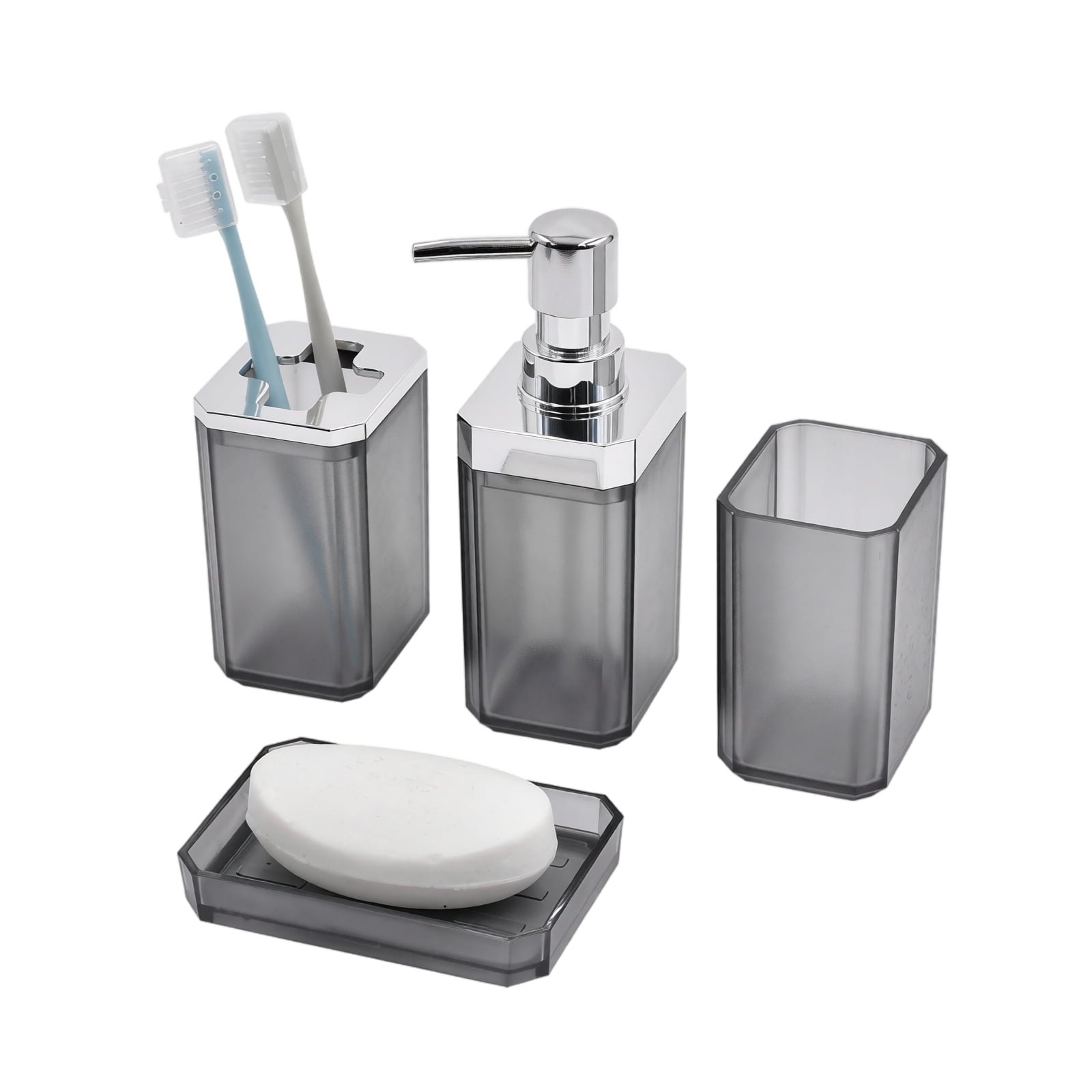 Bathroom Set of 4, Includes Mouthwash Cup, Lotion Pump Bottle ...