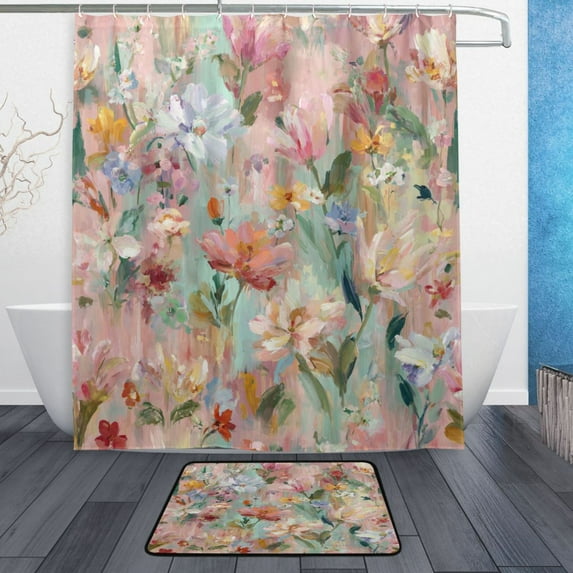 Bathroom Sets Curtain and Rug Sets 23.6x15.7 in Non-Slip Mat and 60x72 ...