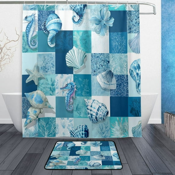 Bathroom Sets Curtain and Rug Sets 23.6x15.7 in Non-Slip Mat and 60x72 ...