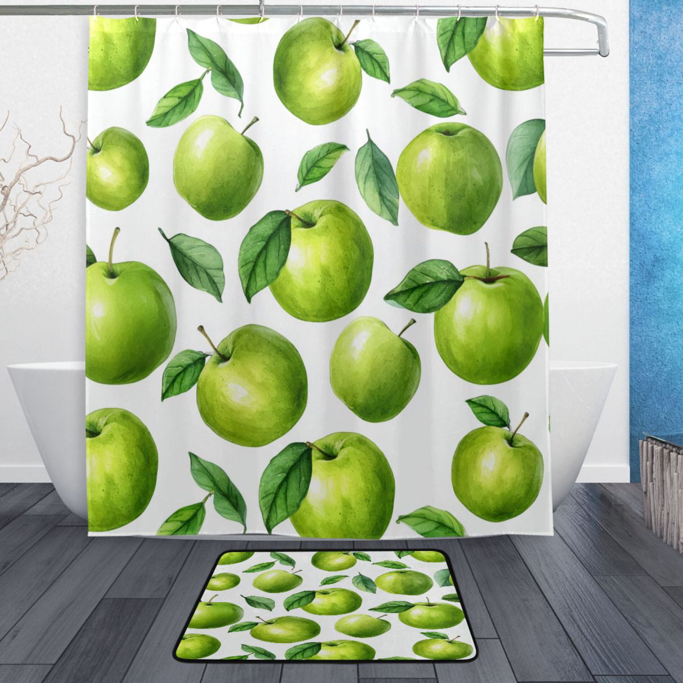 Bathroom Sets Curtain and Rug Sets 23.6x15.7 in Non-Slip Mat and 60x72 ...