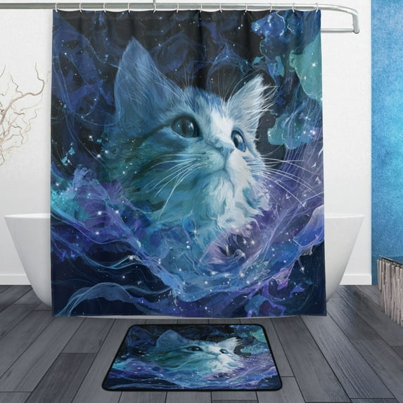 Bathroom Sets Curtain and Rug Sets 23.6x15.7 in Non-Slip Mat and 60x72 ...