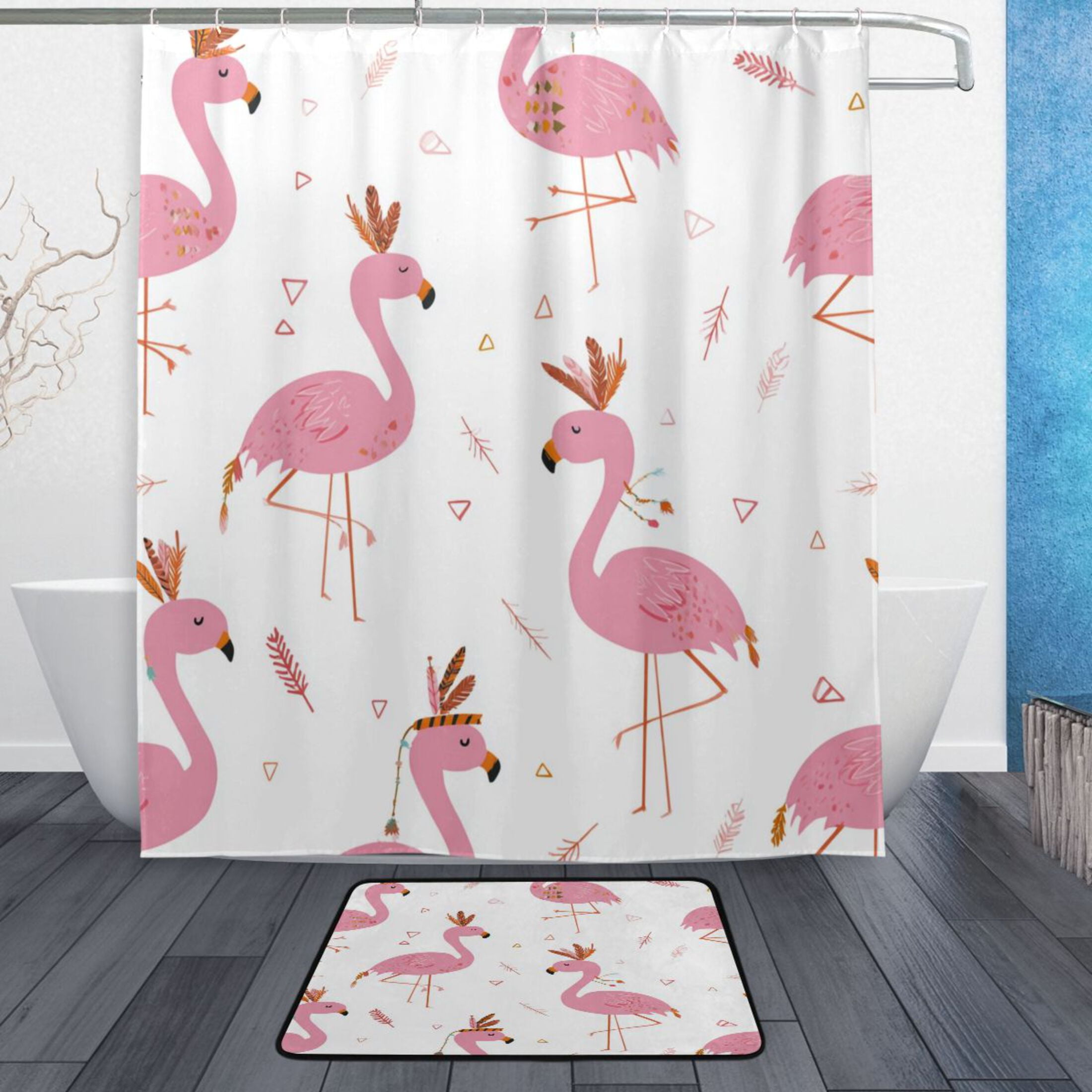 Bathroom Sets Curtain and Rug Sets 23.6x15.7 in Non-Slip Mat and 60x72 ...