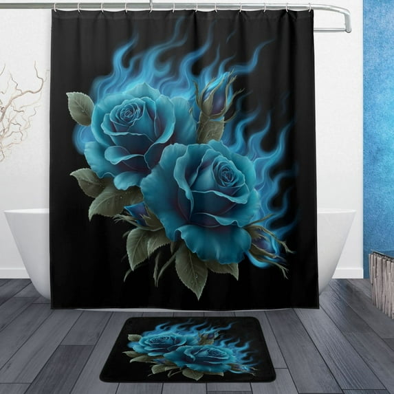 Bathroom Sets Curtain and Rug Sets 23.6x15.7 in Non-Slip Mat and 60x72 ...