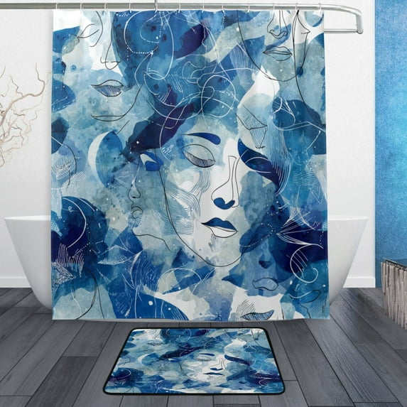 Bathroom Sets Curtain and Rug Sets 23.6x15.7 in Non-Slip Mat and 60x72 ...