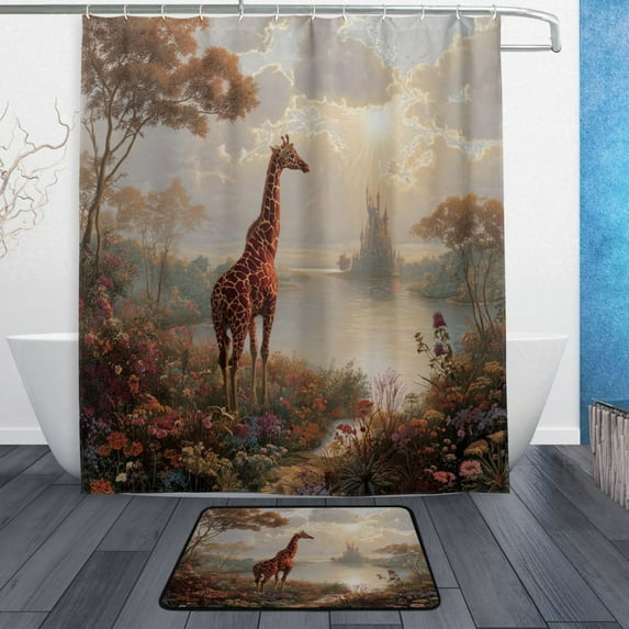 Bathroom Sets Curtain and Rug Sets 23.6x15.7 in Non-Slip Mat and 60x72 ...