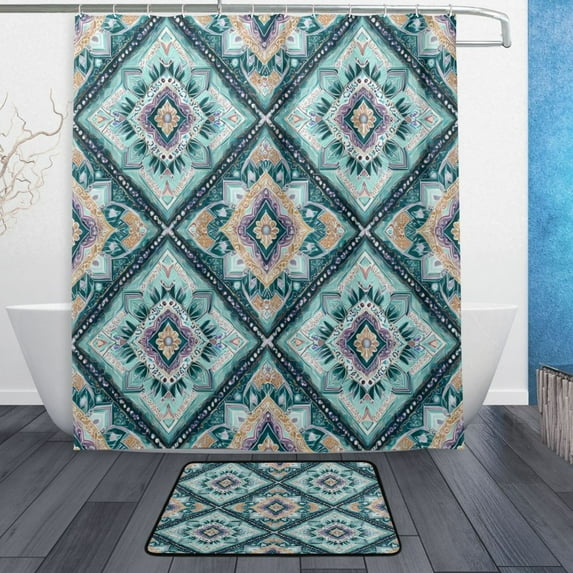Bathroom Sets Curtain and Rug Sets 23.6x15.7 in Non-Slip Mat and 60x72 ...