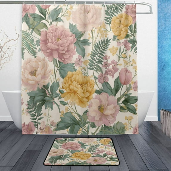Bathroom Sets Curtain and Rug Sets 23.6x15.7 in Non-Slip Mat and 60x72 ...