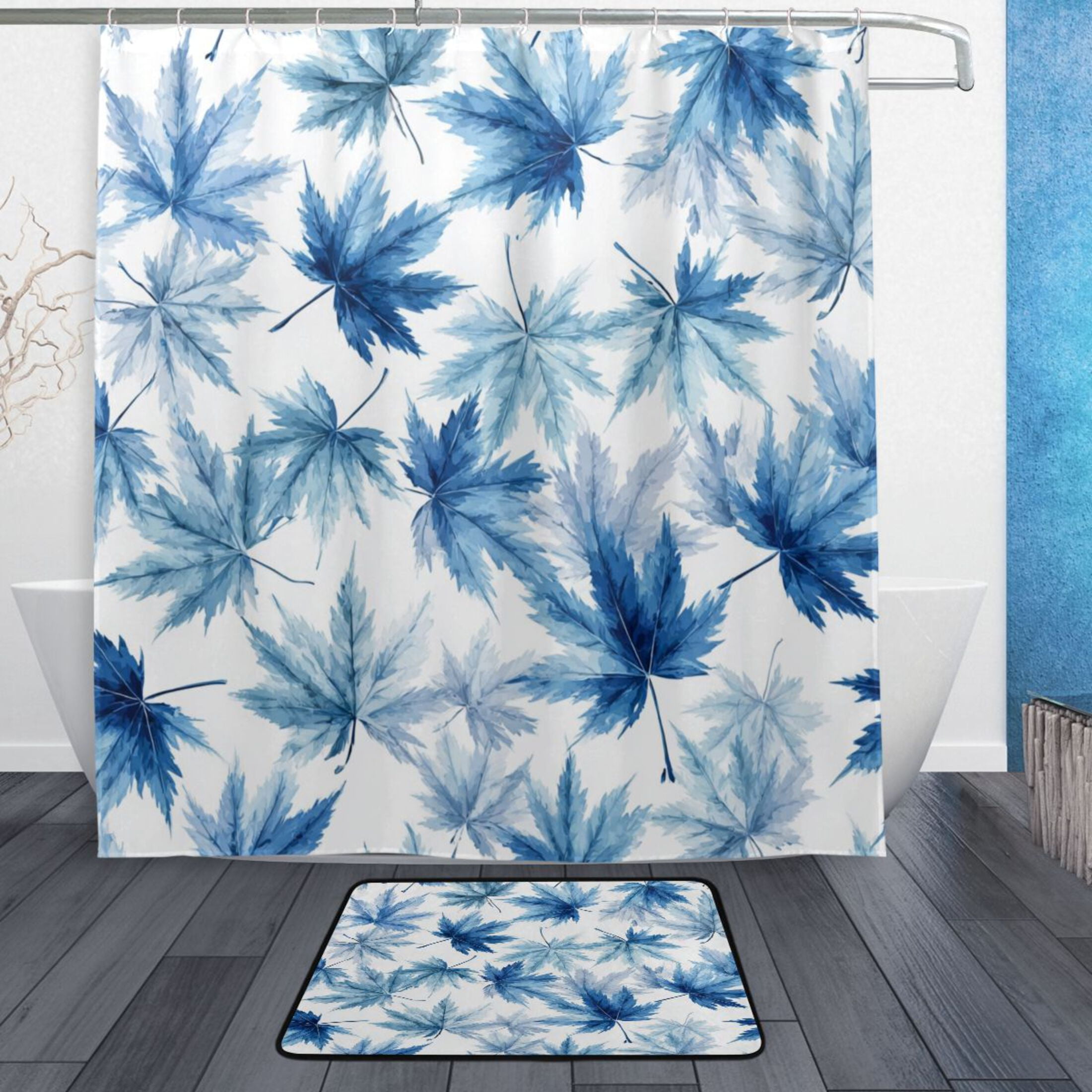 Bathroom Sets Curtain and Rug Sets 23.6x15.7 in Non-Slip Mat and 66x72 ...