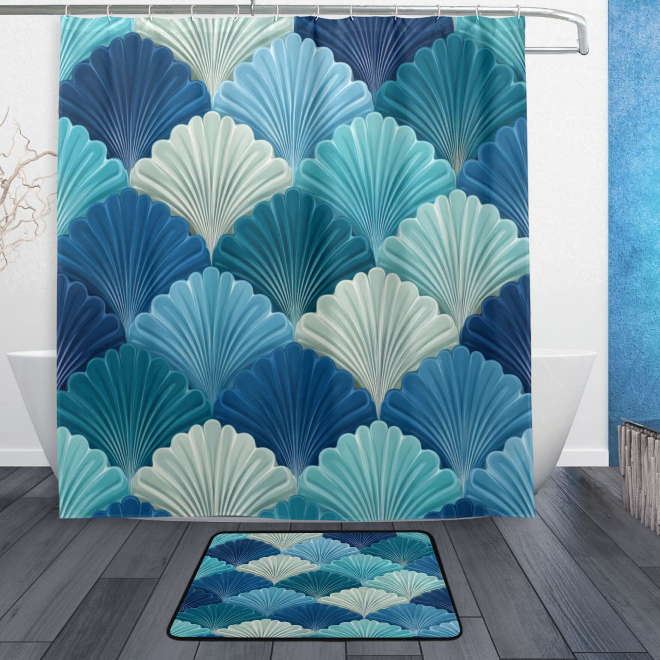 Bathroom Sets Curtain and Rug Sets 23.6x15.7 in Non-Slip Mat and 66x72 ...