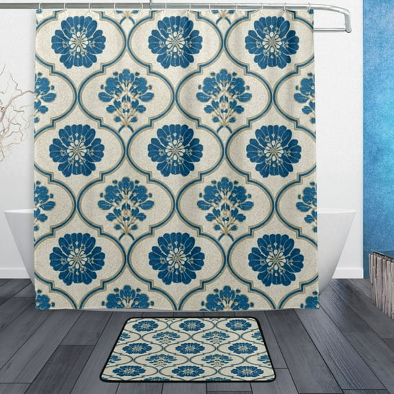 Bathroom Sets Curtain and Rug Sets 23.6x15.7 in Non-Slip Mat and 66x72 ...