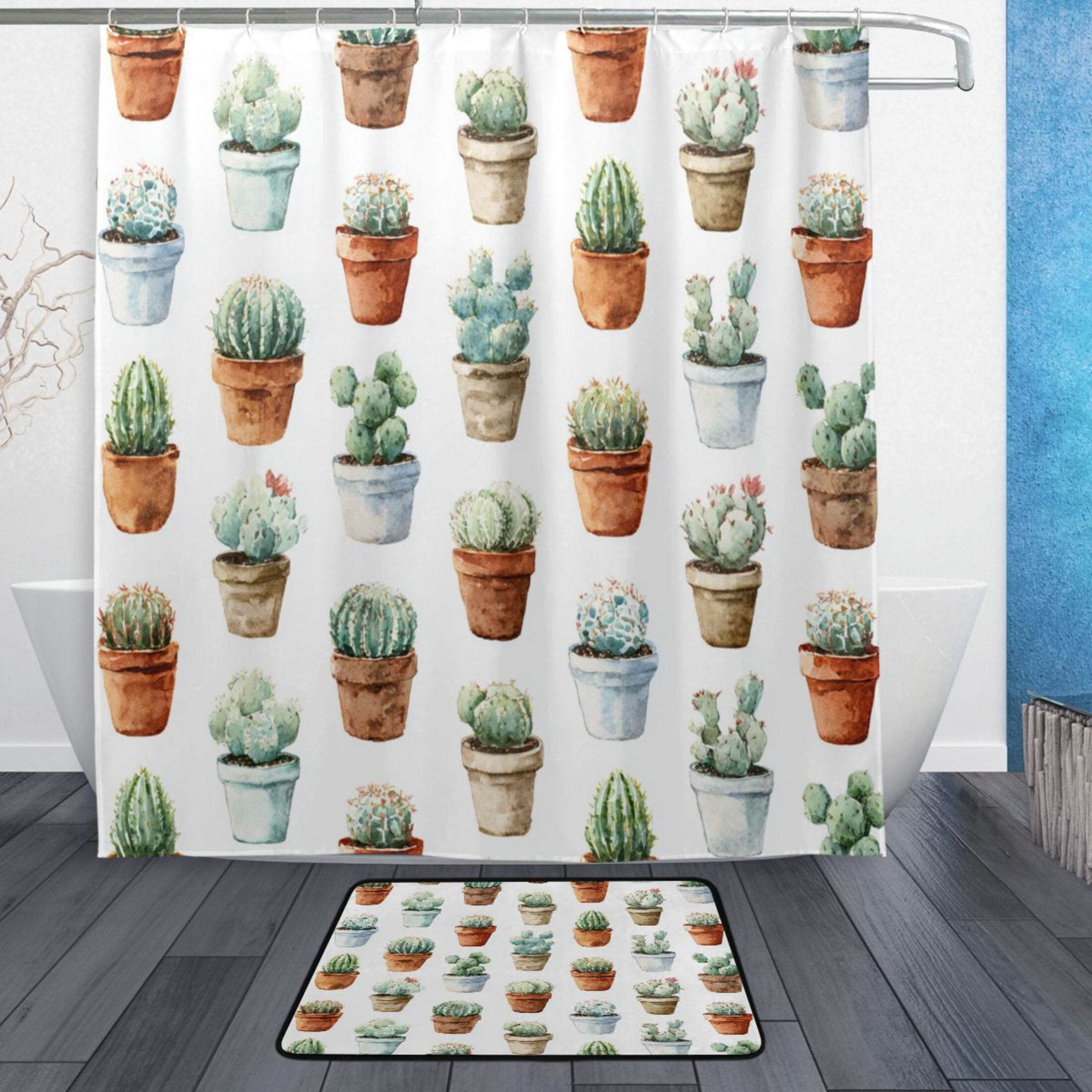 Bathroom Sets Curtain and Rug Sets 23.6x15.7 in Non-Slip Mat and 66x72 ...